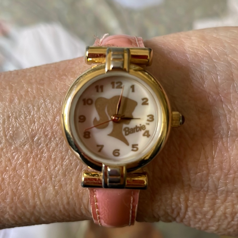 Vintage 1995 Barbie By Relic Pink Leather Watch - Gem